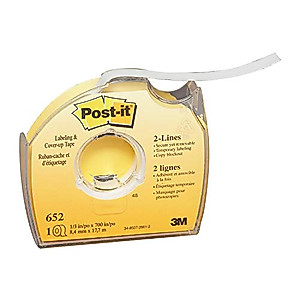 Post-it 652 Labeling & Cover-Up Tape, Non-Refillable, 1/3" x 700" Roll (4)