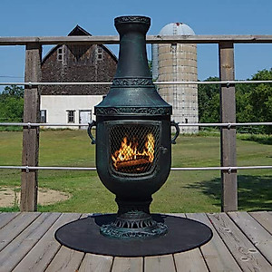 The Blue Rooster Round Flexible Fire Resistant Chiminea Hearth Pad, 36" - CPSC Certified - Fireplace Rug, Thick 6mm Pad Protects Floor, Deck, Patio, and Cushions Knees.