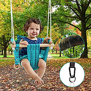 Secure Canvas Baby Swing with Safety Belt, Wooden Hanging Swing Seat Chair - Indoor Outdoor, Baby Hammock Swing for Infant and Toddler (Bright Green)
