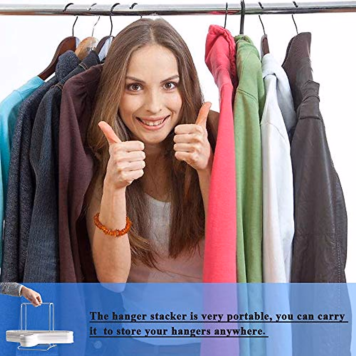 Hanger Stacker Clothes Hanger Organizer Rack Sturdy Stainless Steel Clothes Caddy Storage Holder Stacker for Closet & Room Tidier Laundry Rooms Drying Rack