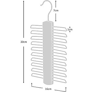HANGERWORLD Wooden Tie Hanger Space Saving for up to 20 Belts and Ties Organizer
