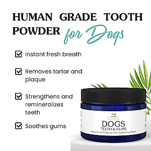 Isabella's Clearly Teeth & Gums, Natural Toothpaste for Dogs for Bad Breath, Tartar, Teeth Whitening | Leave On Tooth Powder, Tasty Cinnamon Flavor with Coconut and Kelp | Vegan, Made in USA