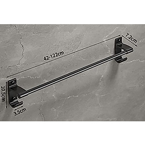 Bath Towel Bar for Bathroom Heavy Duty Bathroom Towel Rod for Kitchen Bedroom, Swimming Pool Wall Mounted Stainless Steel Towel Rack (Color : Black, Size : 112cm)