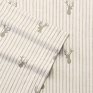 Eddie Bauer - Queen Sheets, Cotton Flannel Bedding Set, Brushed For Extra Softness, Cozy Home Decor (Deer Lodge, Queen)