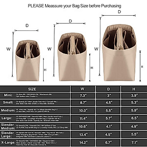 Purse Organizer Insert For Handbags, Purse Organizer With Zipper, Neverfull Organizer, Bag Organizer For Speedy Neverfull ONTHEGO Tote, Handbag and More (Silky Beige, Medium)