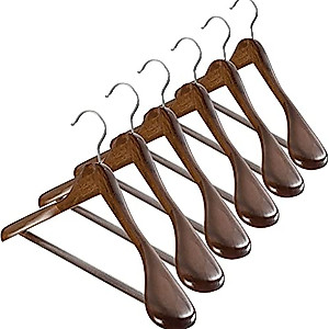 N/A Wide-Shouldered Wooden Hanger with Non-Slip Trouser Bars Smooth Finish Solid Wood Suit Hanger (Color : B, Size