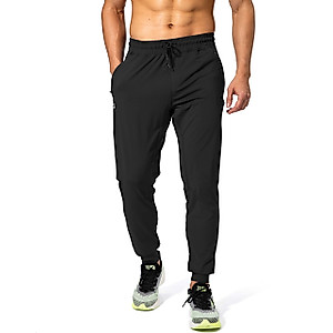 G Gradual Men's Sweatpants with Zipper Pockets Athletic Pants Traning Track Pants Joggers for Men Soccer, Running, Workout(Black,XL)
