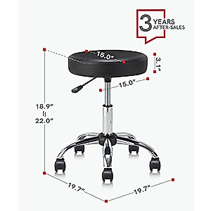 KLASIKA Rolling Drafting Stool Chair with Height Adjustable Base for Office and Massage Spa Medical Salon Tattoo Beauty Barber
