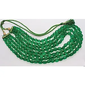 Z.A Gems Natural Green Jade Oval Shape Beads 4 Strands - 8X10 mm Round Beads - Natural Gemstone Beads for Jewelry Making Strand 24 Inch.