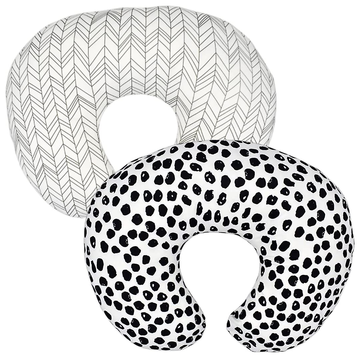 2 Pack Nursing Pillow Cover Slipcover for Breastfeeding Pillows, Soft and Comfortable Safely Fits On Standard Infant Nursing Pillows, Black