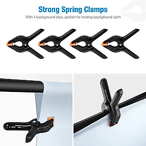 Photo Backdrop Stand, Photography Backdrop Stand, 10Ft Adjustable Background Stand Kit for Studio, Parties, Wedding, with 4 Crossbars, 4 Backdrop Clamps, 2 Sandbags, and Carrying Bag