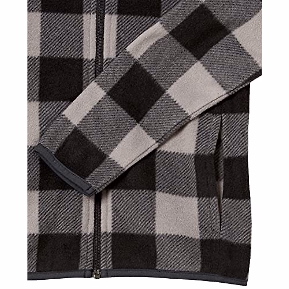 Amazon Essentials Boys' Polar Fleece Full-Zip Mock Jacket - Discontinued Colors, Black Grey Buffalo Check, Small