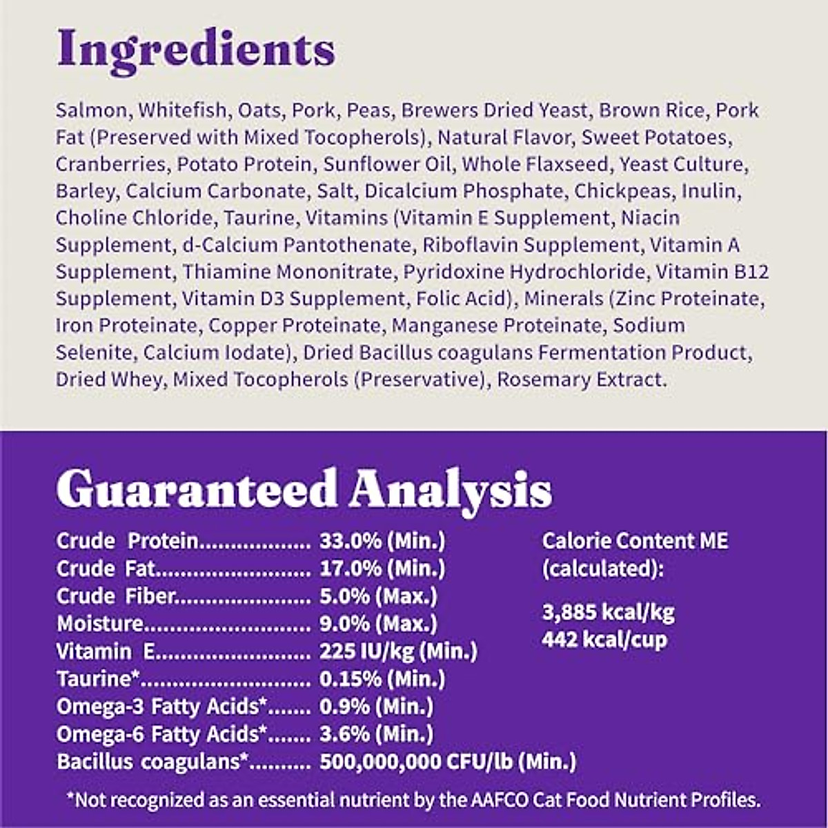 Halo Holistic Cat Food Dry, Wild-caught Salmon and Whitefish Recipe, Complete Digestive Health, Dry Cat Food Bag, Adult Formula, 3-lb Bag