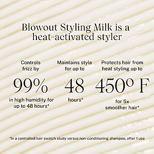 JVN Complete Blowout Styling Milk Heat Protector Cream, Anti-Humidity, Smooths Protects, 3 Fluid Ounces