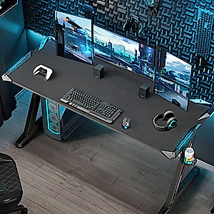 EUREKA ERGONOMIC Z60 Gaming Desk with Led Lights, 60 Inch Large RGB Gaming Computer & Height Adjustable Mouse & Keyboard Tray Under Desk, 28x10'' Large Slide Out Swivel Tilt Computer Keyboard Drawer