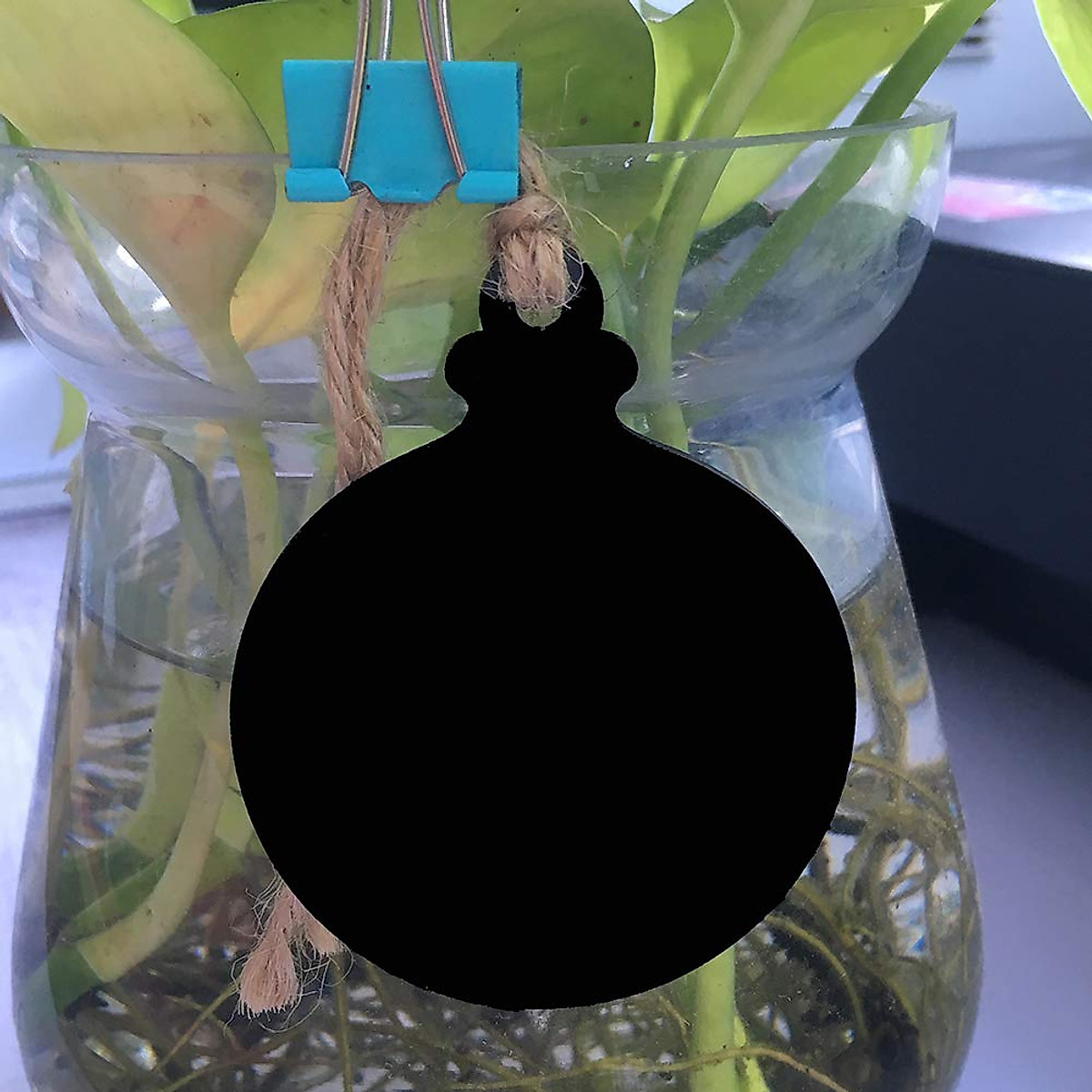 Healifty Mini Two-Sided Chalkboard 10PCS Round Mini Chalkboard with Hemp Rope Blackboard Message Board for Home Decoration Pendant DIY Accessories