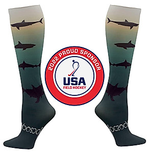 HOCSOCX Unisex Sharks Under Sock Rash Guards for Soccer Ice & Field Hockey Moisture Wicking Liners for Hiking Skiing | Medium