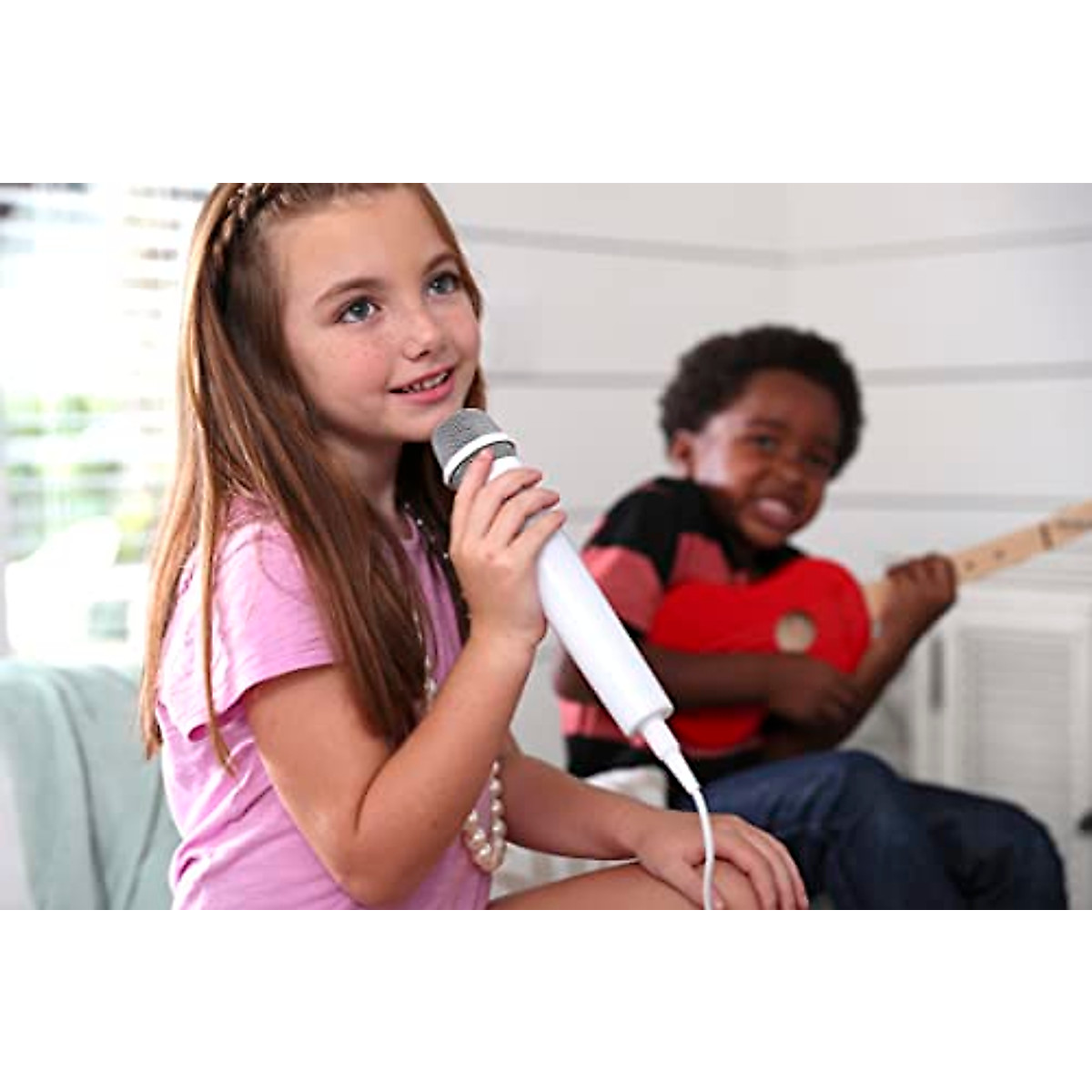 Singing Machine Kids SMK250PP Mood LED Glowing Bluetooth Sing-Along Speaker with Wired Youth Microphone Doubles as a Night Light, Pink/Purple