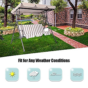 NBCV Replacement Canopy for Swing Seat 2 & 3 Seater Hammock Cover Top Garden Outdoor, Replacement Canopy Top Cover with 4 Reinforced Corner Pockets, Waterproof,Beige,164x114x15cm