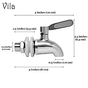 Vila Beverage Dispenser Replacement Spigot, Stainless Steel No-Rust Spout, BPA Free, Installation under 10-Minutes, Excellent Continuous Flow, Sturdy, Stylish Alternative for Flimsy Plastic Taps