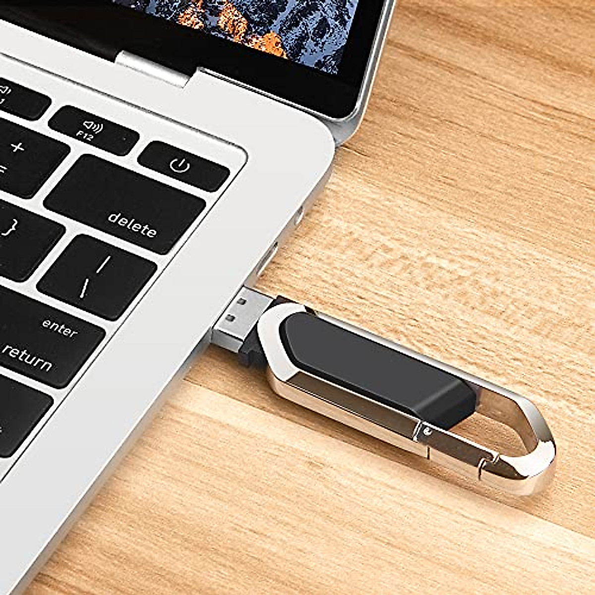 64GB USB Flash Drive Portable Metal Thumb Drive with Keychain USB 2.0 Memory Stick Pen Drive for External Data Storage, Black