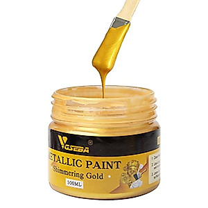 Acrylic Paint Metallic Gold, Non Toxic, Non Fading, 100ml Gold Leaf Paint for Art, Painting, Handcrafts, Ideal for Canvas Wood Clay Fabric Ceramic Craft Supplies