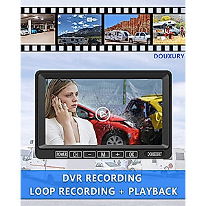 FHD 1080P 2 Digital RV Wireless Backup Camera System for RVs Trailers Trucks Motorhomes 5th Wheels 4CH 7'' Monitor Highway Monitoring System IP69K Waterproof Super Night Vision Strong Signal