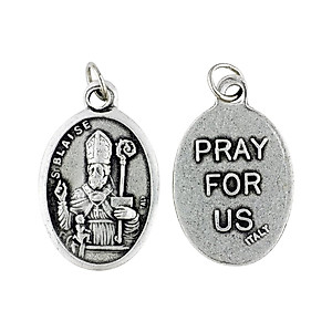 Blessed by Pope Francis St. Blaise Patron Who Suffer Throat Ailments Pray for Us Medal Silver Oxidized