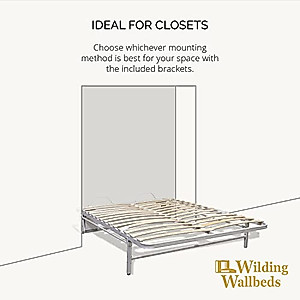 Wilding Wallbeds | Deluxe Murphy Frame | Vertical Wallbed, DIY Wood Frame, Folding Cabinet, Wall Bed for Guestroom Easy to Build, Bed Frame (Queen)