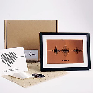 I Love You Soundwave Art, Bronze Visible Voice Print for 8th Wedding Anniversary, Gift, Valentines Day Gift for her or him, Mother's Day Gift