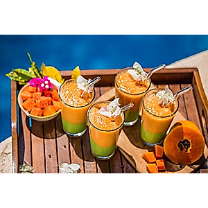 Hummingbird Glass Straws Clear Bent 9" x 9.5 mm Made With Pride In The USA - Perfect Reusable Straw For Smoothies, Tea, Juice, Water, Essential Oils - 4 Pack With Cleaning Brush