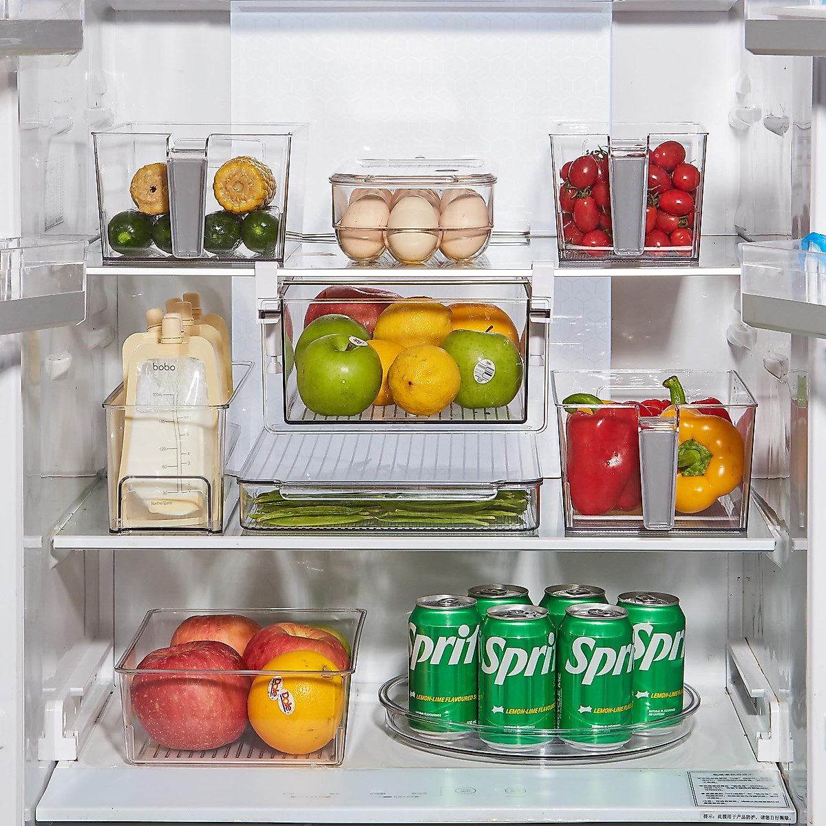 vacane 2 Pack Clear Lazy Susan Organizer 13" Plastic Lazy Susan Turntable for Cabinet Rotating Pantry Lazy Susan Cabinet Organizer, Storage Containers for Kitchen, Refrigerator Countertop, Bathroom