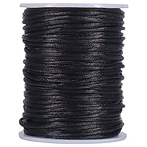 Tenn Well 2mm Satin Cord, 295 Feet Black Silky Rattail Nylon Cord for Jewelry Making, Macrame Bracelets, Necklaces, Beading, Arts and Crafts