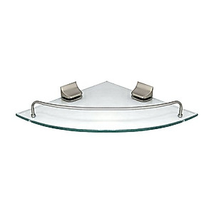 MODONA Corner Glass Shelf with Rail – Satin Nickel – 5 Year Warrantee