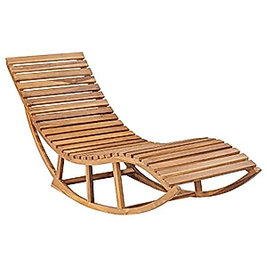 qiangxing Rocking Sun r with Cushion Patio Swivel Rocker Chairs Wooden Recliner Wood Outdoor Chair Wicker Rocking Chair Solid Teak Wood