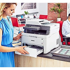 Brother MFC-L3710CW Compact Digital Color All-in-One Laser Printer, Print Scan Copy Fax, Wireless Printing, 19 ppm, Built-in Wireless, 600x600DPI, 512 MB, Bundle with Cefesfy Printer Cable