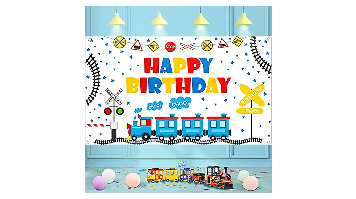 Train Birthday Banner - Vibrant Railroad Party Decor for Boys & Girls