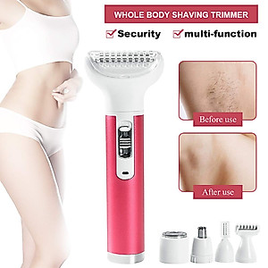 Phoking Trimmers for Women 5 in 1 USB Rechargeable Cordless Shaver Set Facial Hair Removal Painless Body Hair Nose Hair Eyebrow Arm Leg Bikini Trimmer for Women