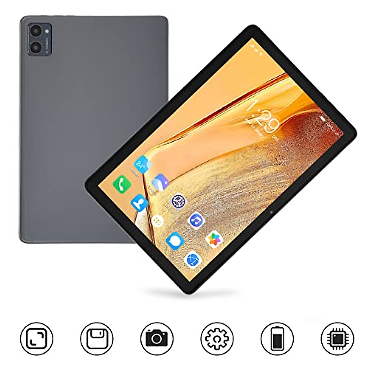 FOLOSAFENAR Office Tablet, Tablet PC Dual Camera US Plug 100‑240V 10.1 Inch FHD Octa Core CPU 4G LTE 5G WiFi for Home (Grey)