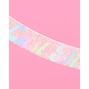 xo, Fetti The Last Disco Fringe Banner - Iridescent, 5 Ft. | Bachelorette Party Decoration, Groovy Bach, Bridesmaid Favor, Bride to Be Gift, 70s Bridal Shower Supplies, Photobooth Backdrop