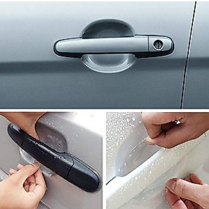 iJDMTOY 4pc Set Universal Fit Clear/Transparent Scratch Protection Films for Car Truck SUV Side Door Handle Cup