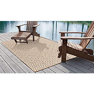 Unique Loom Outdoor Collection Area Rug - Costa Rica (5' 3" x 8' Rectangle, Beige/ Cream)