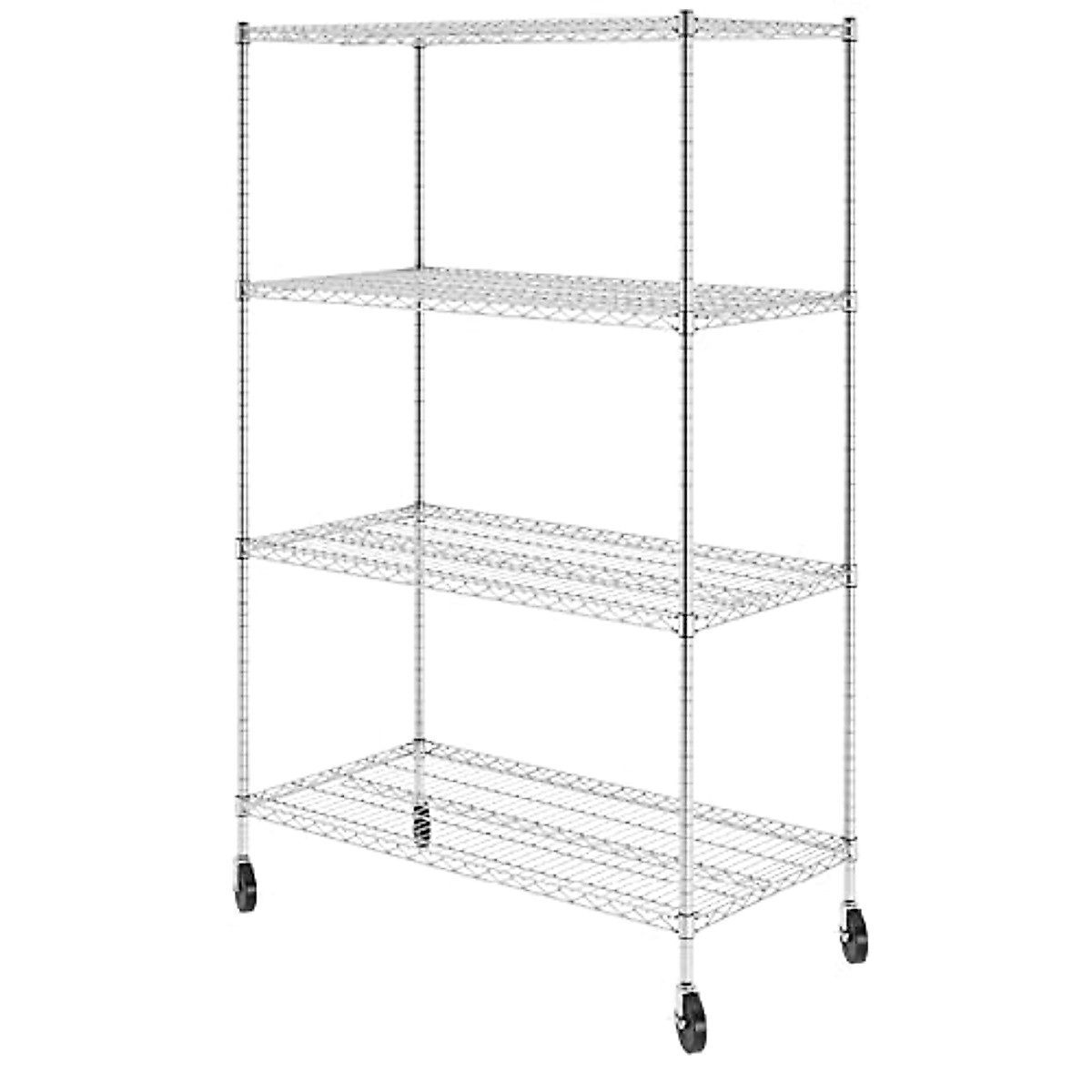 SafeRacks NSF Certified Storage Shelves, Heavy Duty Steel Wire Shelving Unit with Wheels and Adjustable Feet, Used as Pantry Shelf, Garage or Bakers Rack Kitchen Shelving - (24"x48"x72" 4-Tier)