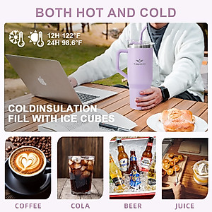 Tamarac 40 oz Tumbler With Handle and Straw Lid Double Wall Vacuum Reusable Stainless Steel Insulated Water Bottle Travel Mug Cup Gifts for Women Men