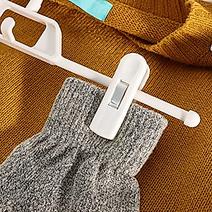 YARNOW Pants Hangers, 10PCS Adjustable Clothes Hangers, Adjustable Clips Pants Hanger, Slack, Trouser, Jeans, Towels for Newborn, Adults Clothes,Cream White