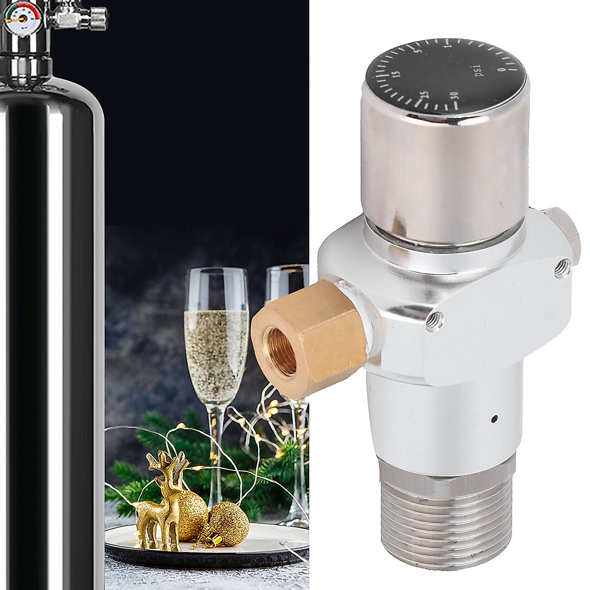 Coffee Nitrogen Charger Beer N2 Gas Regulator Mini with Gas Ball Lock Aluminum Alloy N2 Regulator 0‑30PSI PSI Tanks Pressure For Coffee Cocktail Refill