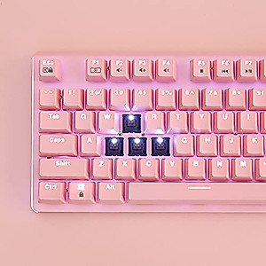 i-rocks K75M Mechanical Keyboard - 104 Keys - with Cherry MX Brown Switches, PBT Keycaps, Backlit LED Light and Shortcut Keys - Programmable Light & Macro Recorder (Pink)