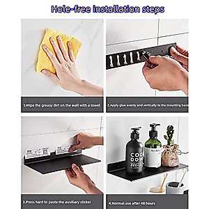 XZJMY Floating Shelves Black Set of 2,Metal Wall Shelf,8" Display Shelves for Wall Storage,Easily Expand Wall Space - Aluminum Floating Shelf for Security Cameras, Baby Monitors, Speakers (2, Black)