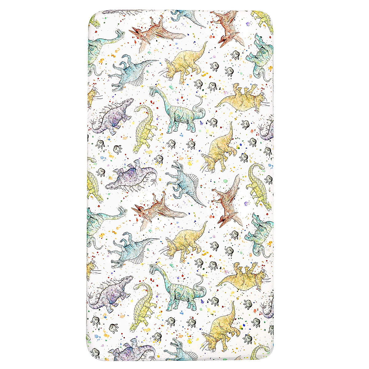 Watercolor Dinosaur Jersey Knit Cotton Crib Sheet | Extra Soft and Stretchy