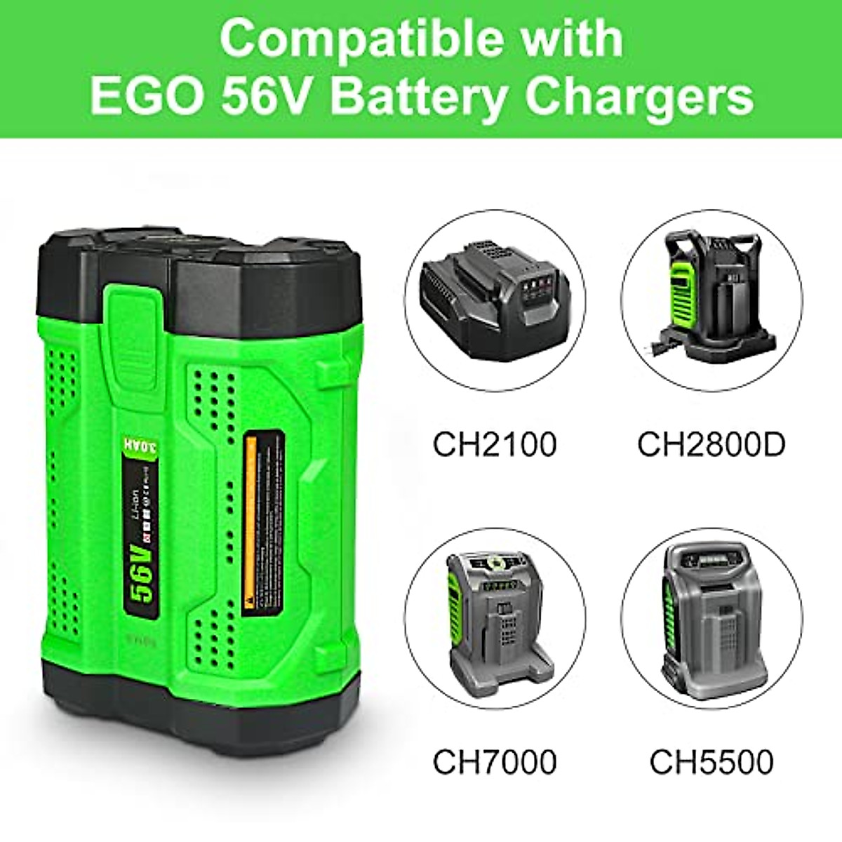 56V 3.0Ah Lithium Ion Battery Replacement for EGO Batteries BA2800T BA4200T BA1400T Compatible with ST1502LB CS1604 LB4800 LB6504 LB5804 HT2400 56V Power Tools